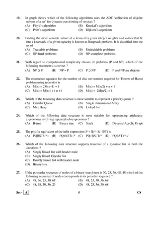 AP PGECET Computer Science 2016 question paper | PDF