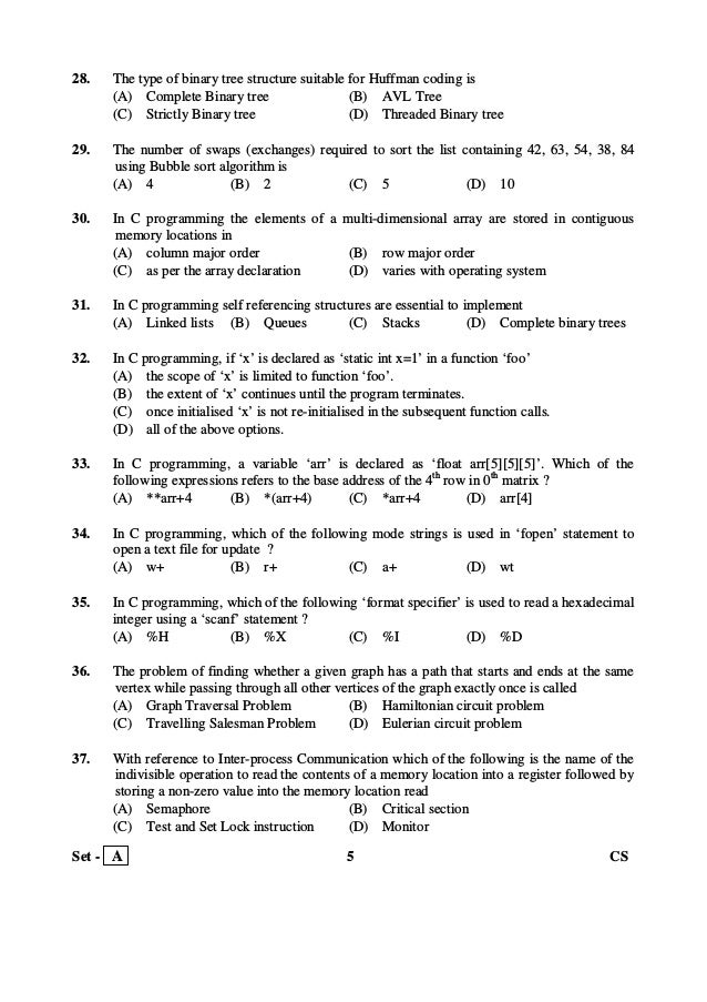 AP PGECET Computer Science 2016 question paper