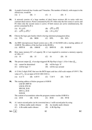 AP PGECET Electronics & Communication 2016 question paper | PDF