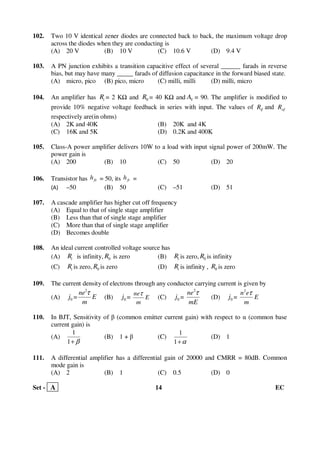 AP PGECET Electronics & Communication 2016 question paper | PDF