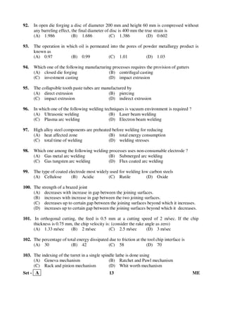 AP PGECET Mechanical 2016 question paper | PDF