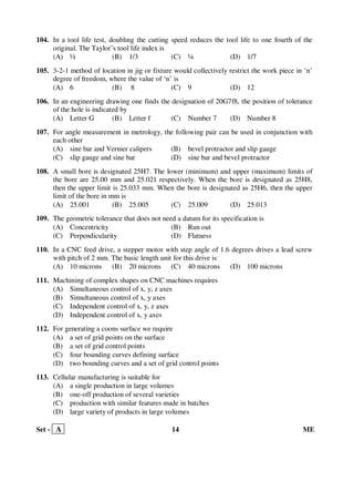 AP PGECET Mechanical 2016 question paper | PDF