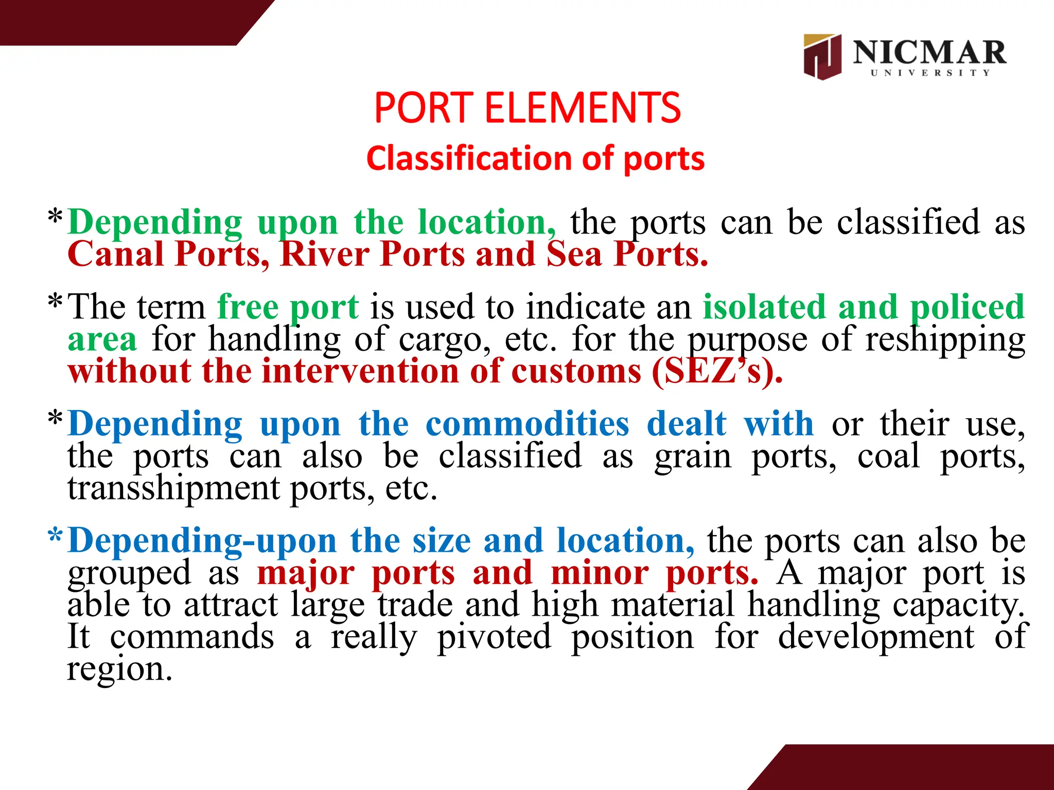 Port characteristic and their elements , port capacity and types of ...