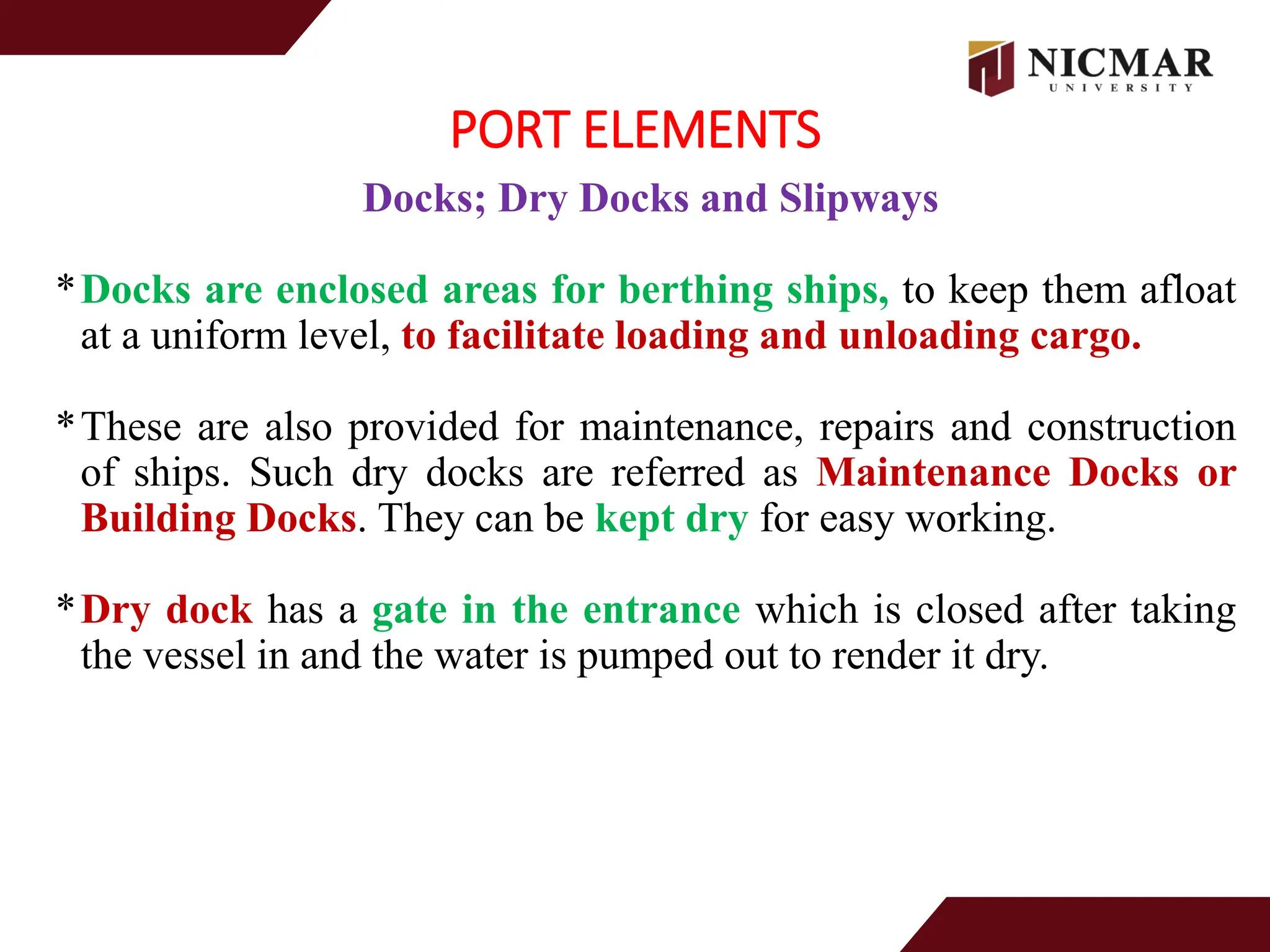 Port characteristic and their elements , port capacity and types of ...