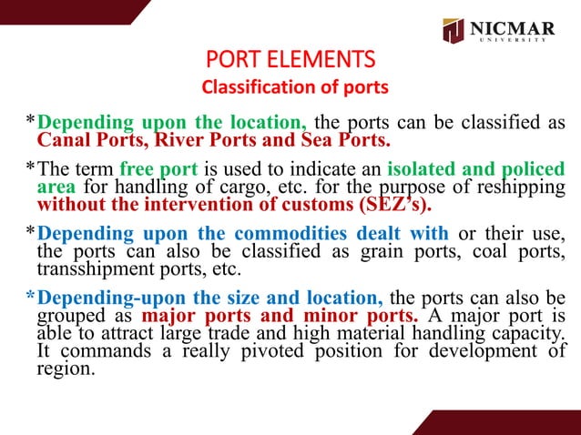 Port characteristic and their elements , port capacity and types of ...
