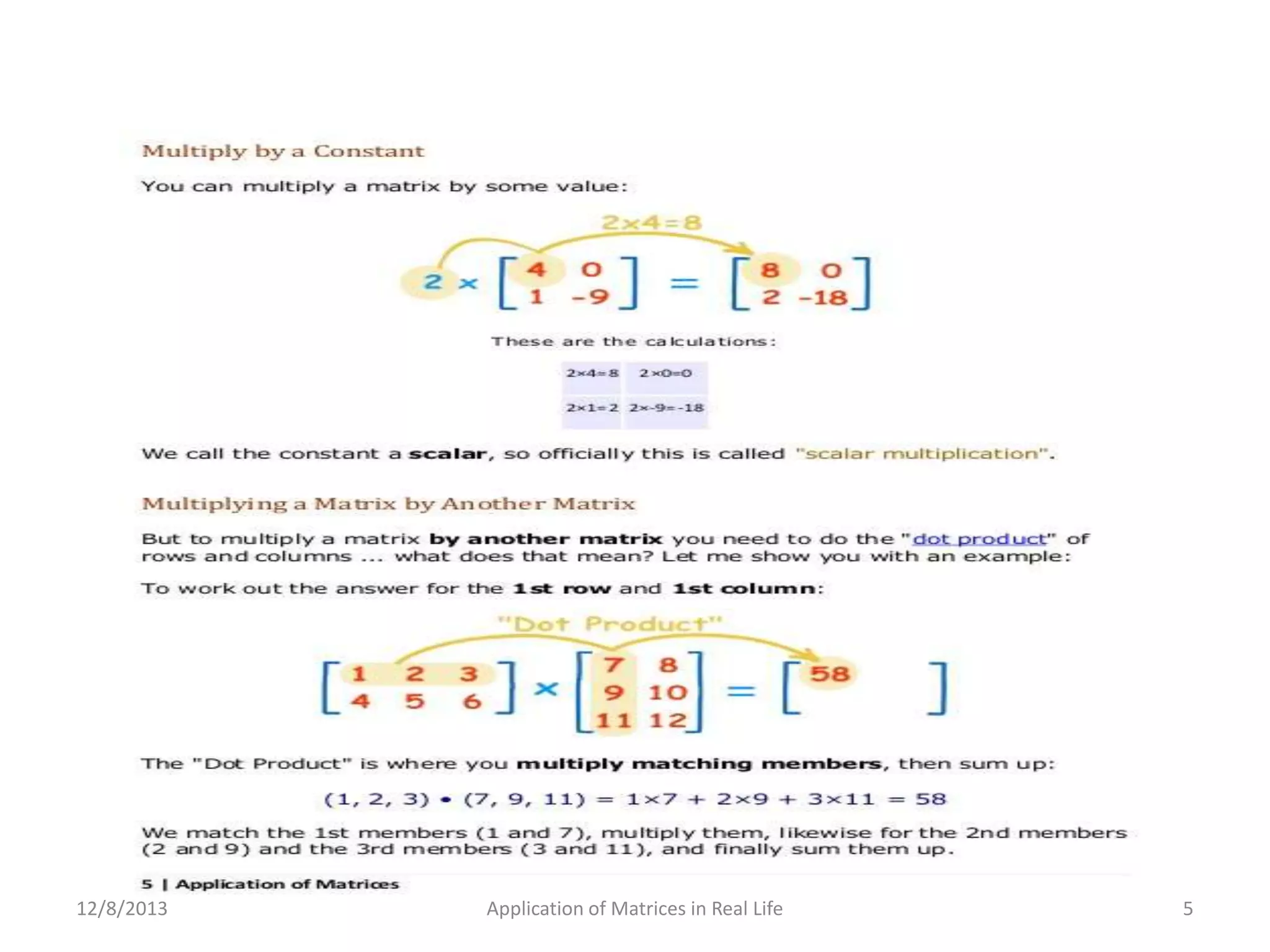 Appilation of matrices in real life | PPTX