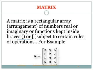 Appilation of matrices in real life | PPT | Free Download