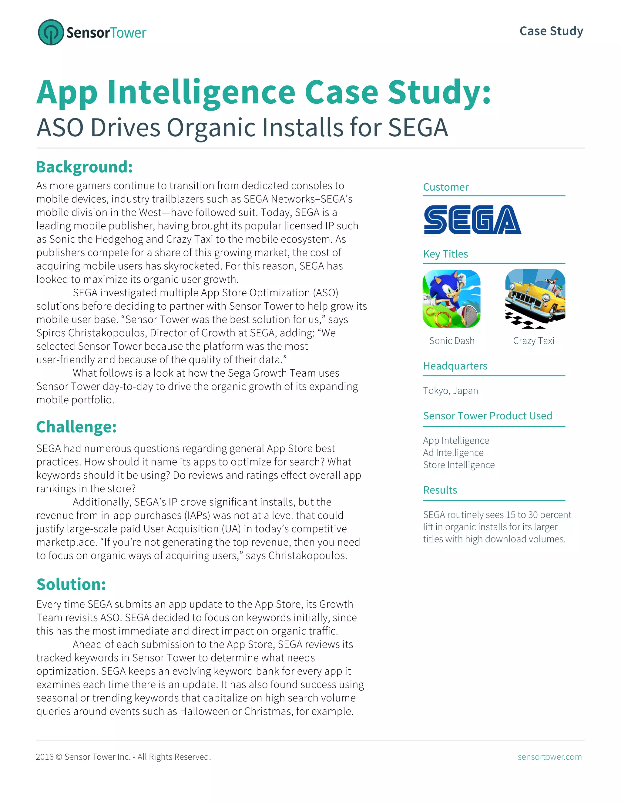 Case Study: SEGA | PDF