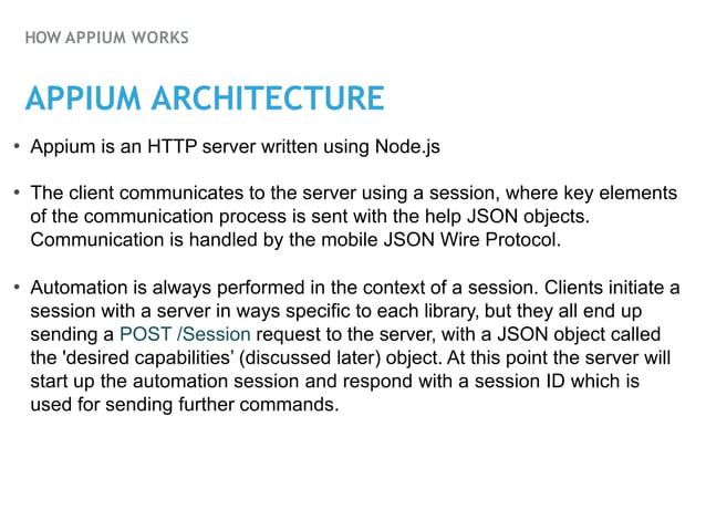 Appium Presentation | PPTX | Operating Systems | Computer Software and Applications