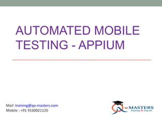 Appium tutorial| Appium Training | PPT