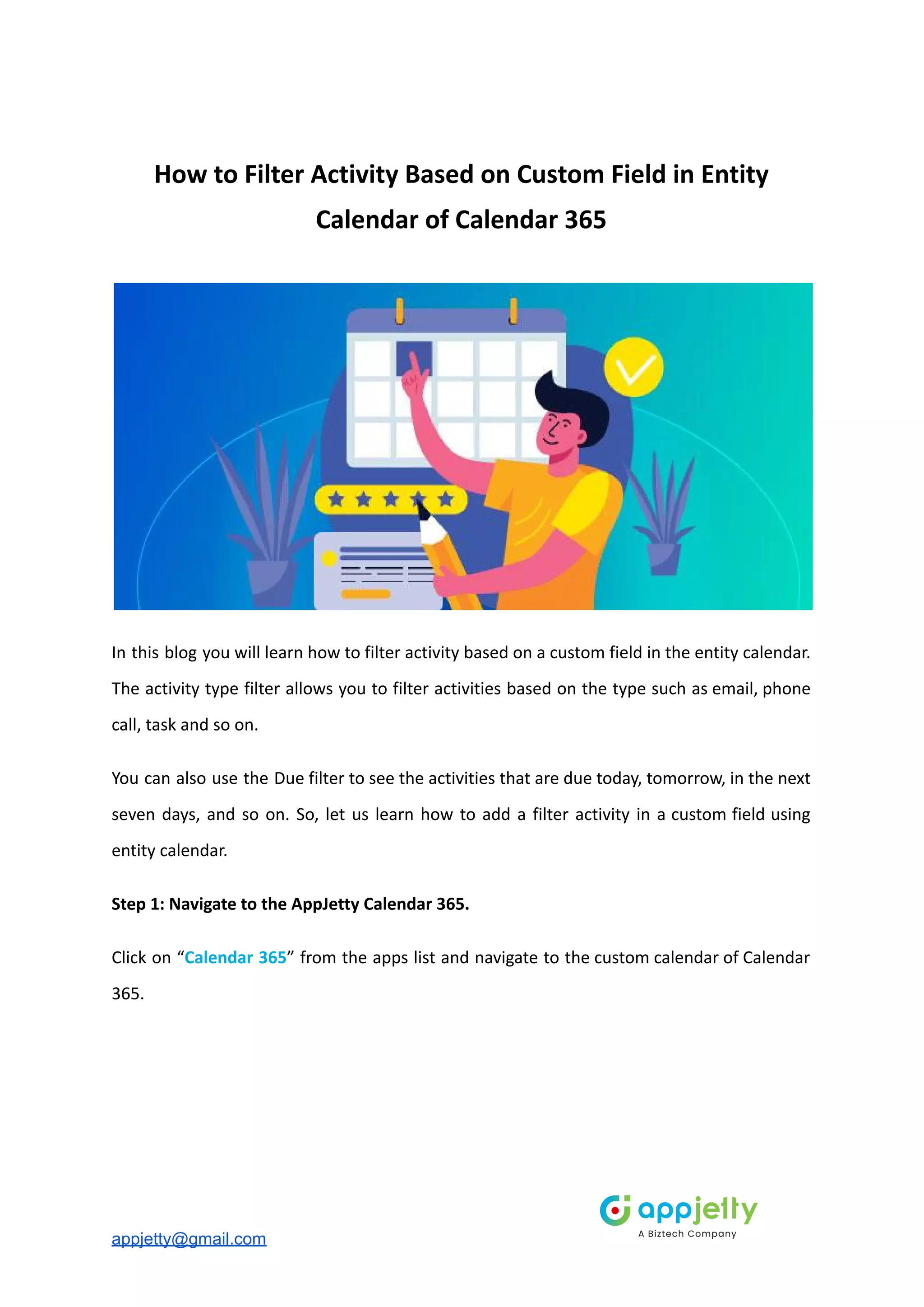 AppJetty_ Microblog_ How to Filter Activity Based on Custom Field in Entity Calendar of Calendar ...