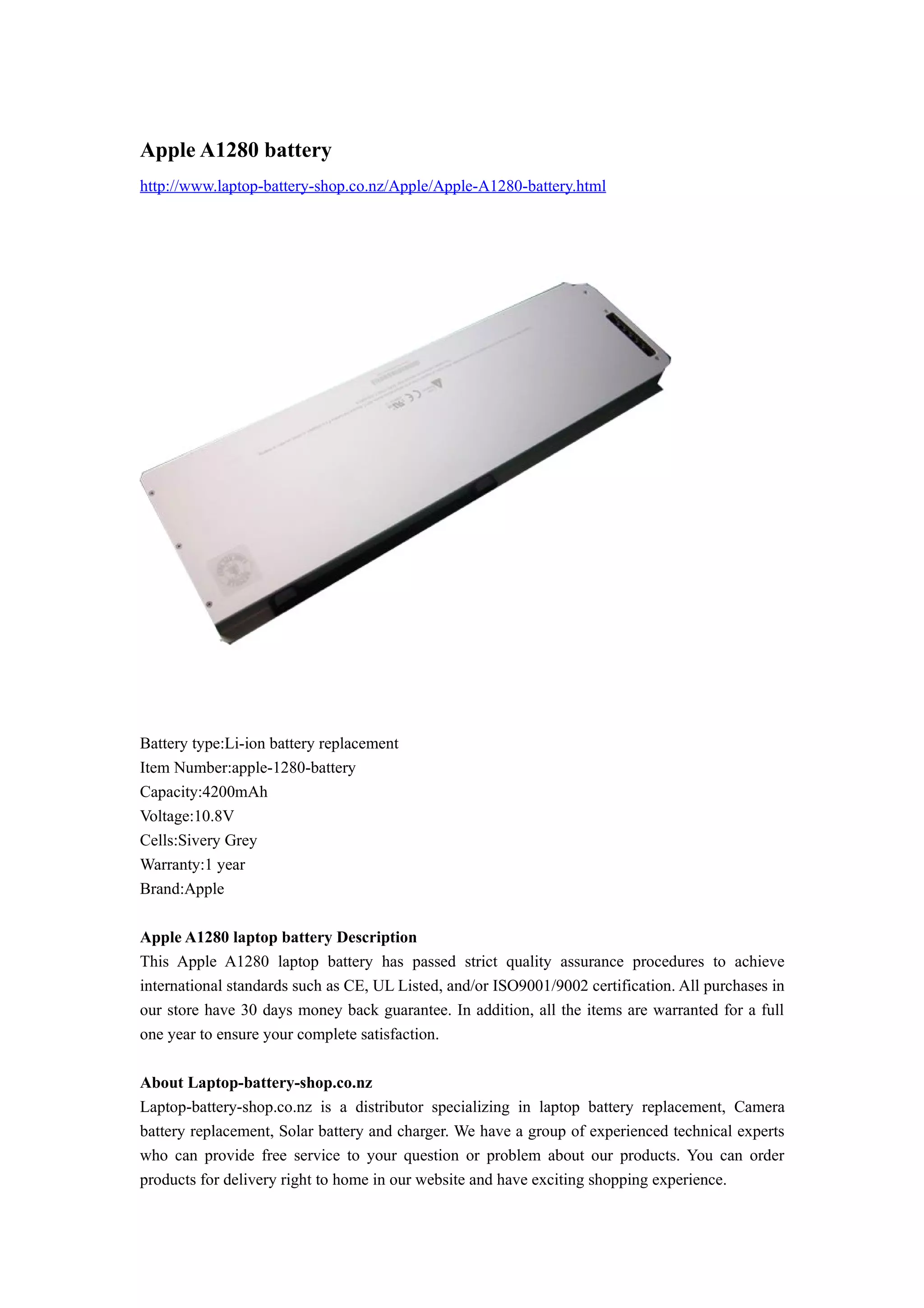 Apple a1280 laptop battery | PDF