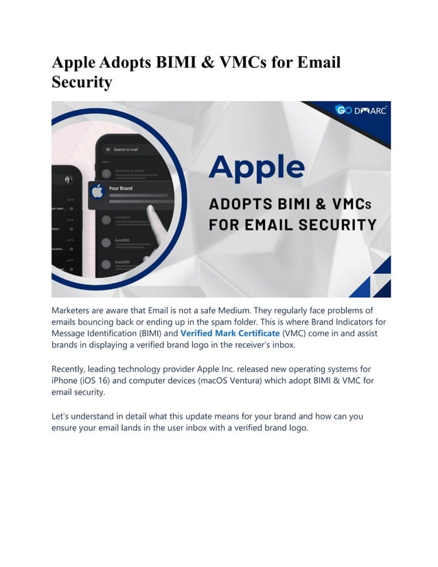 Apple Uses BIMI & VMCs for Email Security | PDF