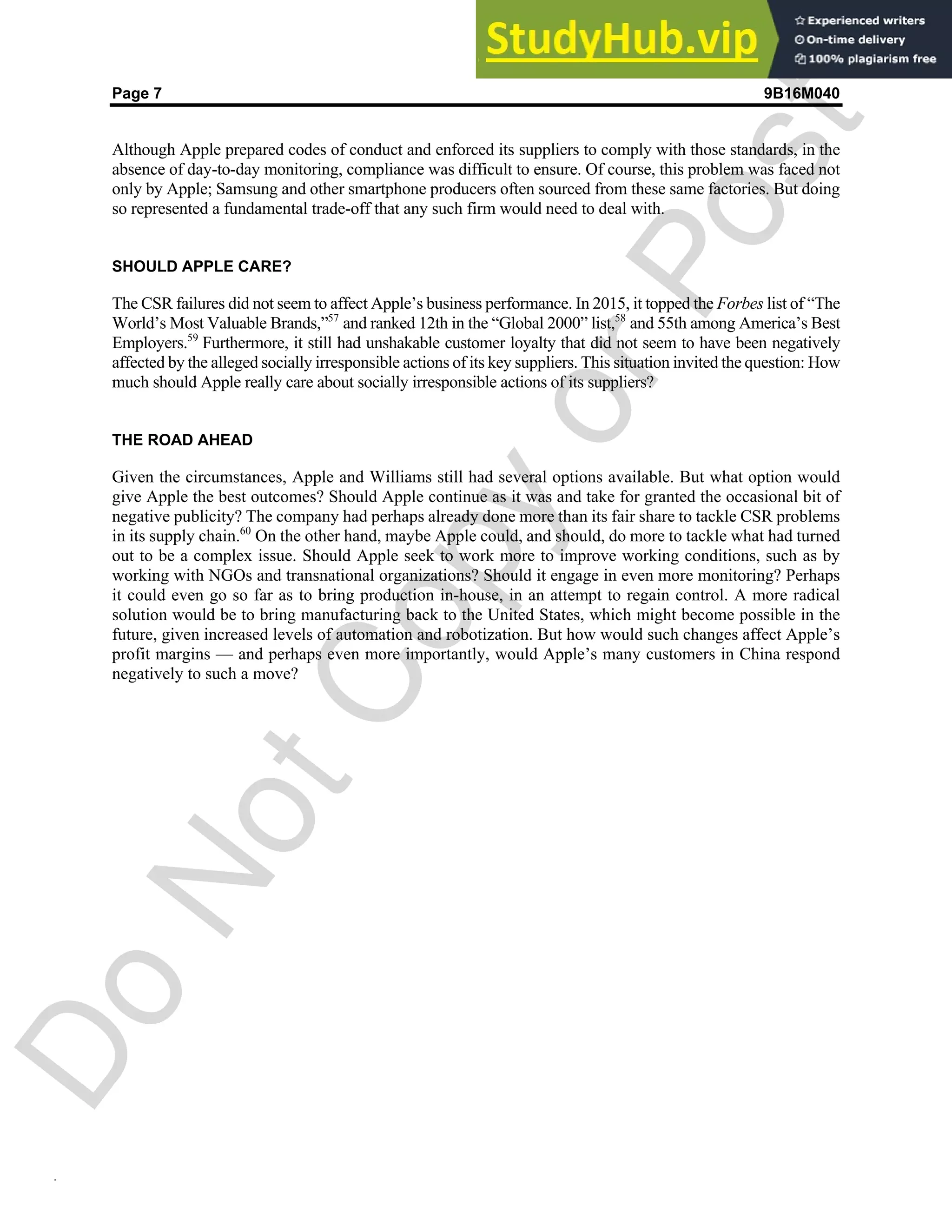 APPLE AND ITS SUPPLIERS CORPORATE SOCIAL RESPONSIBILITY | PDF