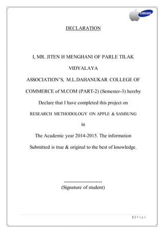 RESEARCH METHODOLOGY ON APPLE & SAMSUNG | DOCX