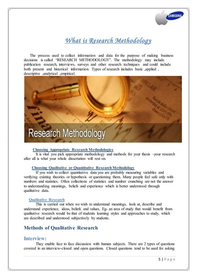 RESEARCH METHODOLOGY ON APPLE & SAMSUNG | DOCX | Smartphones | Consumer ...