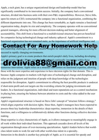 Apple, a tech giant, has a unique organizational design and leadersh.pdf