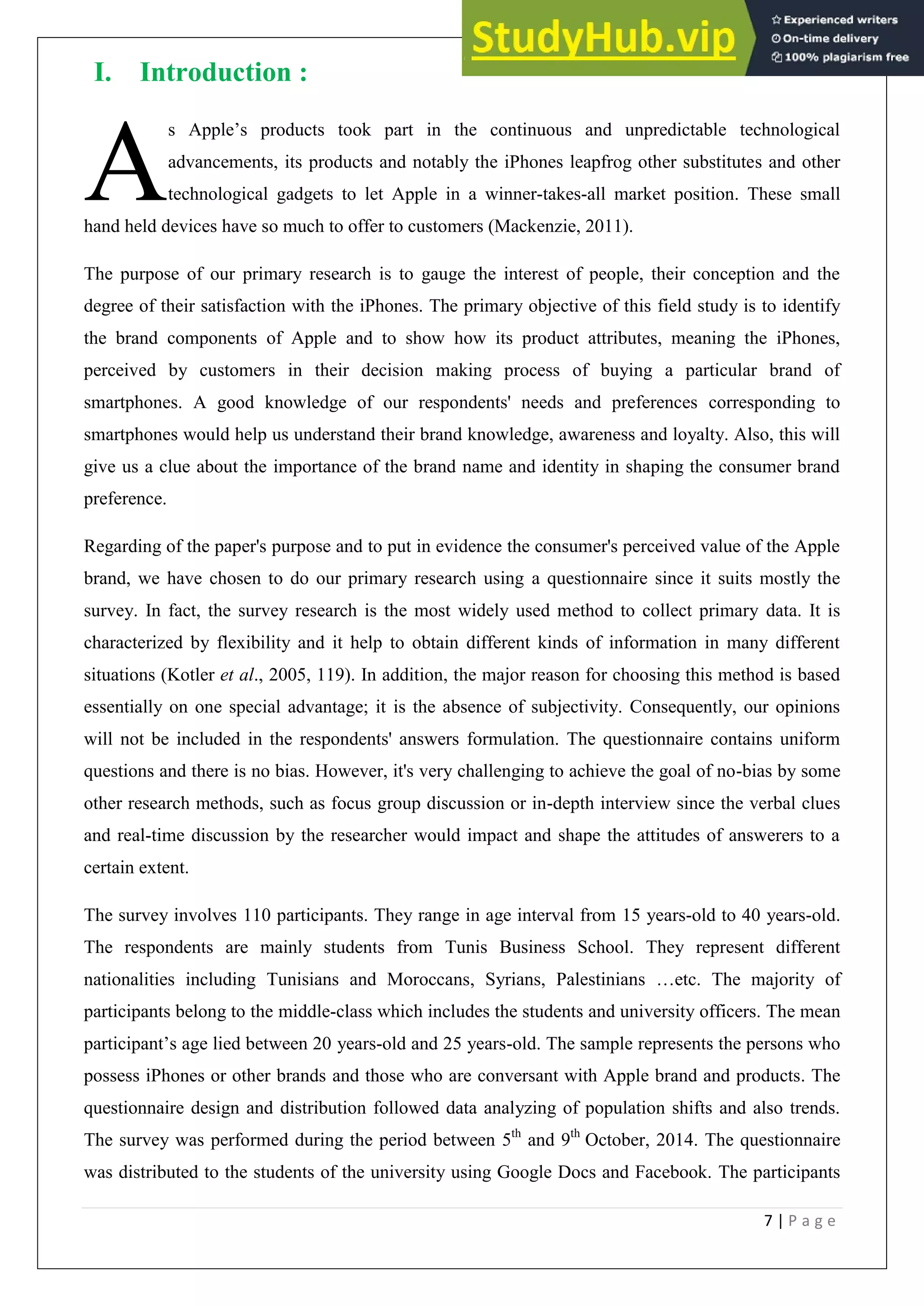 Apple Brand And Customer Satisfaction Survey Study | PDF