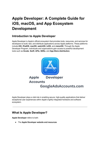 Apple Developer_ A Complete Guide for iOS, macOS, and App Ecosystem ...