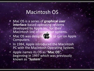 Mac_os_final_piyush | PPTX | Operating Systems | Computer Software and ...