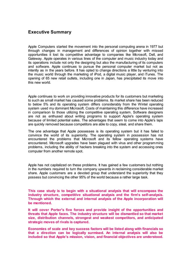 Apple inc. Strategic Case Analysis | DOCX | Operating Systems ...