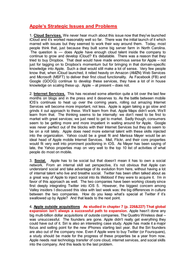Apple inc. Strategic Case Analysis | DOCX | Operating Systems ...