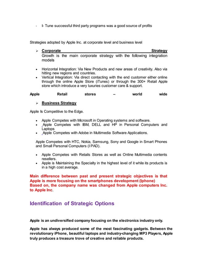 Apple inc. Strategic Case Analysis | DOCX | Operating Systems ...