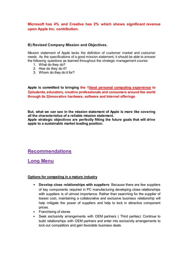 Apple inc. Strategic Case Analysis | DOCX | Operating Systems ...