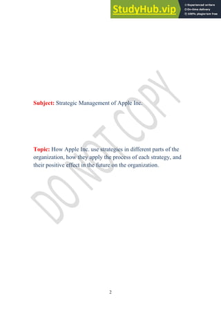Apple Inc. Strategic Management Implementation | PDF