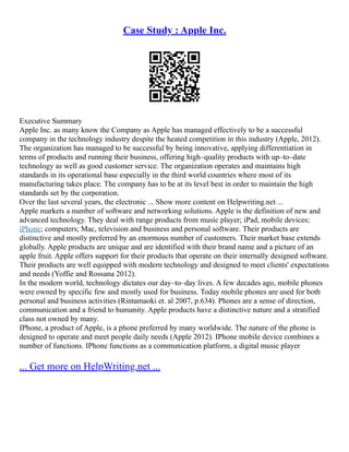 Apple Inc. Case Analysis | PDF
