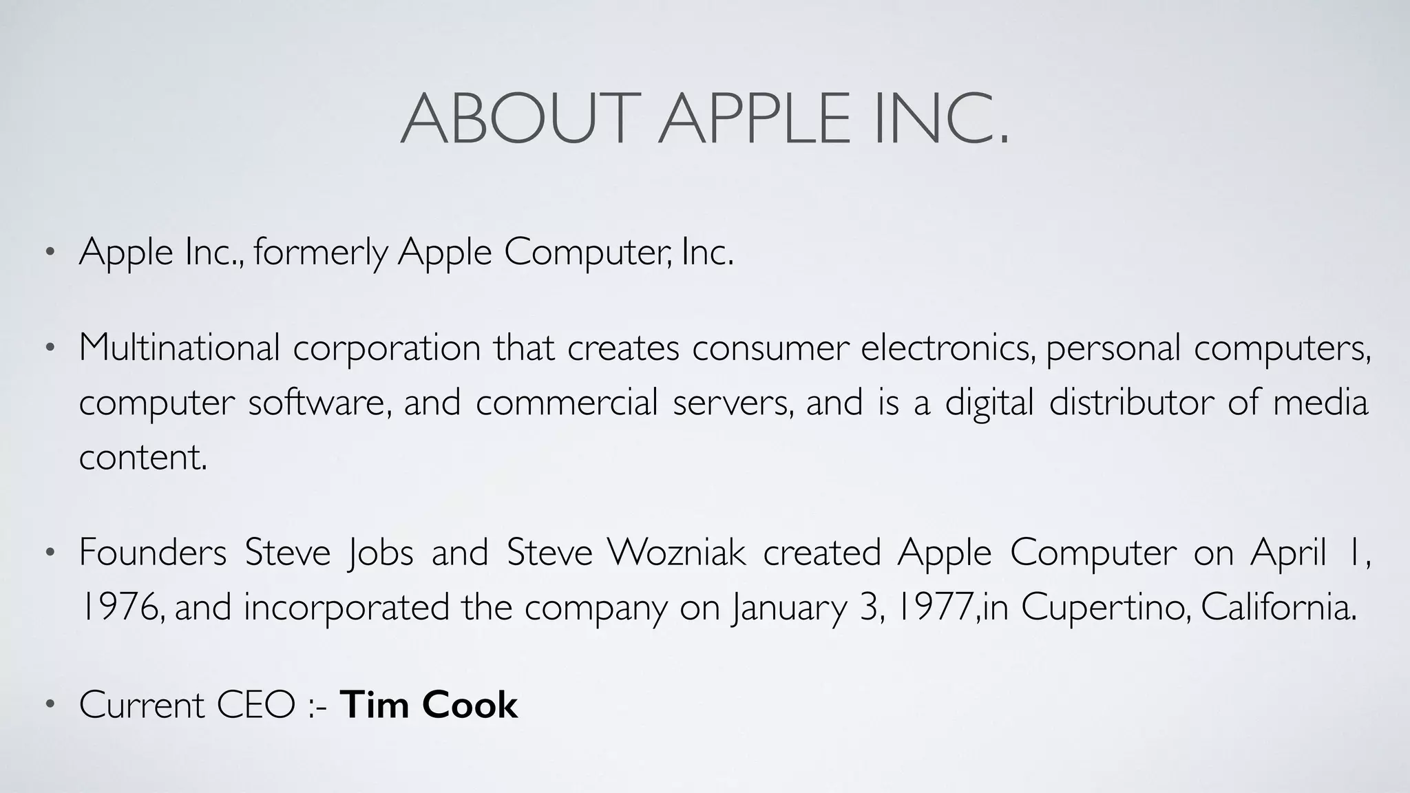Apple INC Presentation | PDF