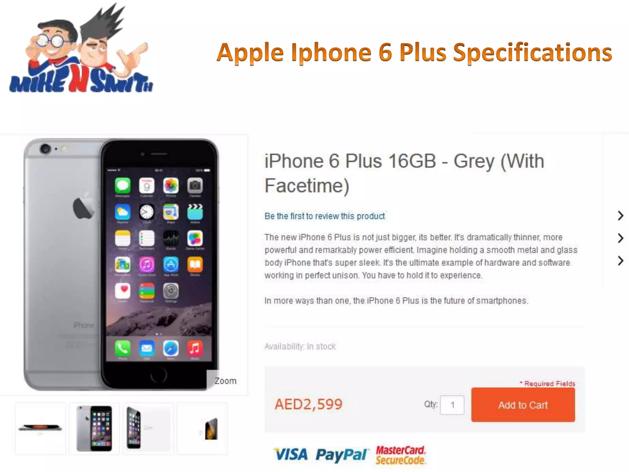 Apple Iphone 6 Plus Specifications | PPT