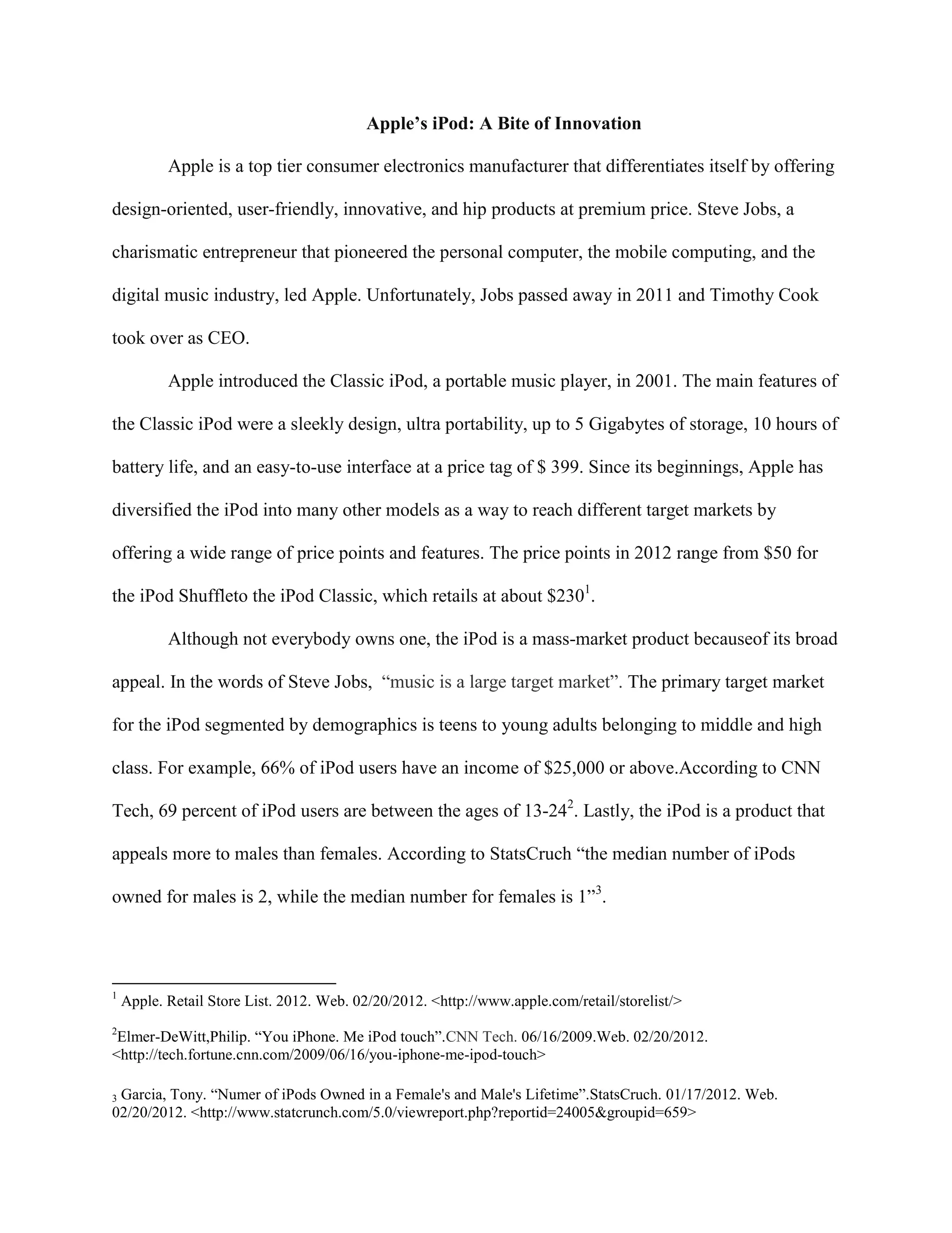 Apple's iPod Marketing Plan | DOCX