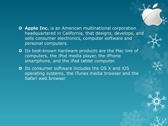 Apple company | PPTX | Consumer Electronics | Technology & Computing