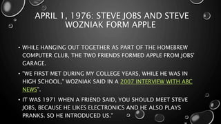 Apple Inc. Life History | PPTX