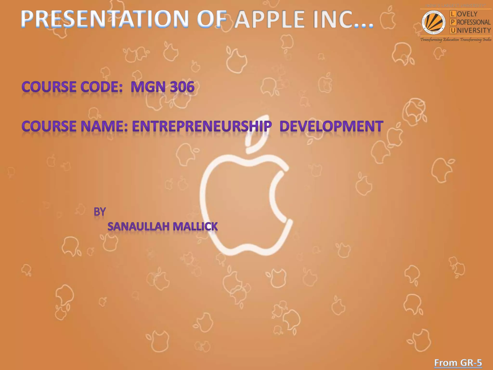 Presentation On Apple Inc | PPTX