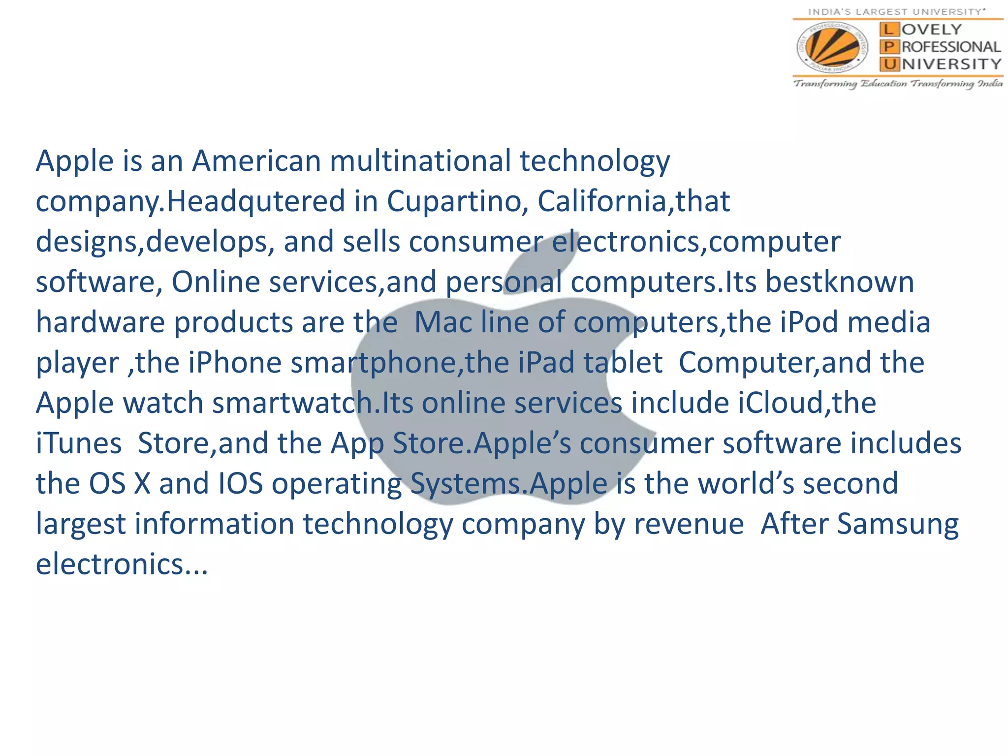 Presentation On Apple Inc | PPTX