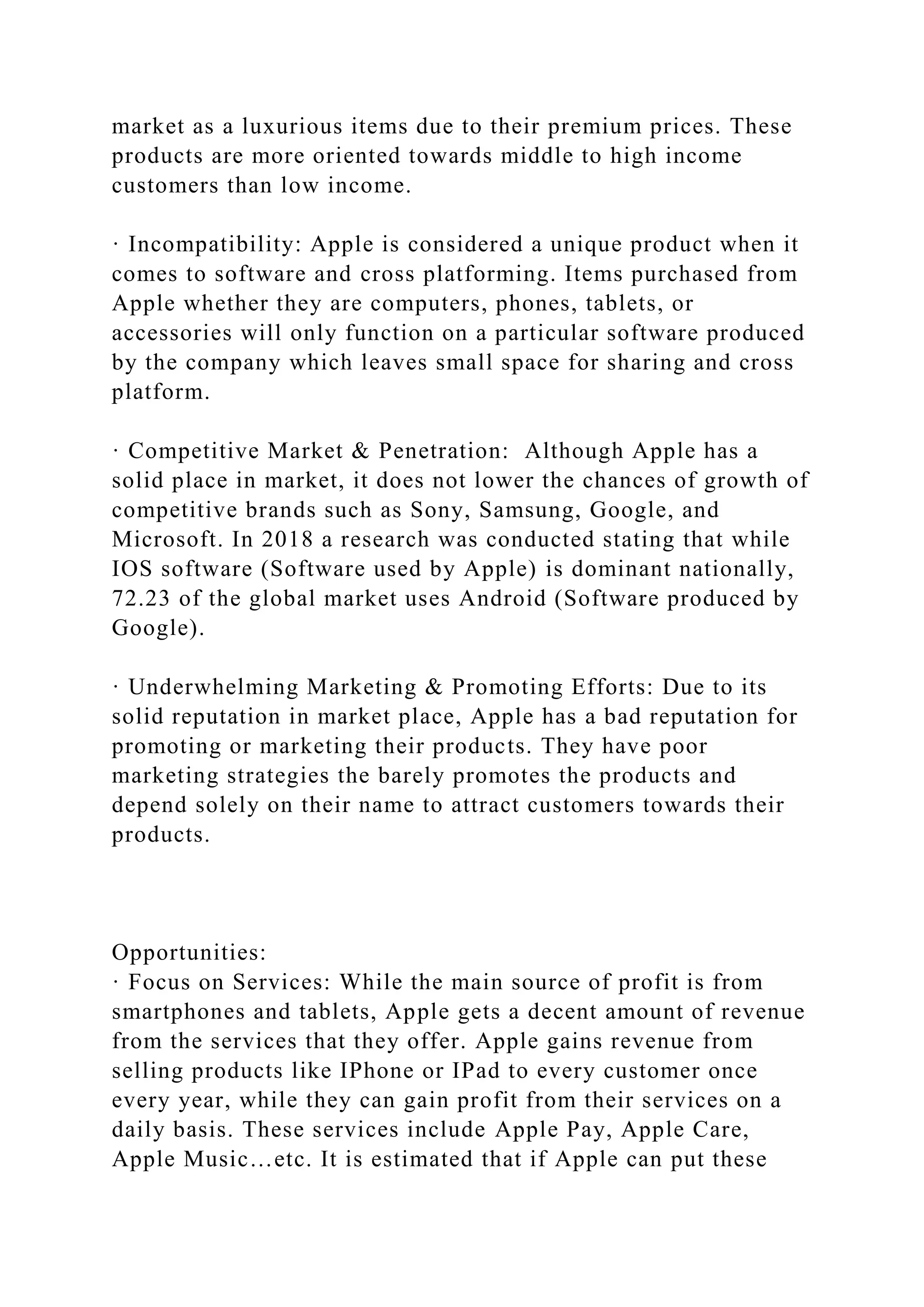Apple’s SWOT AnalysisPoints of Strength· Globally Recognize.docx