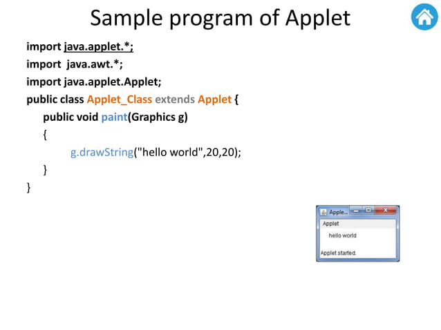 java Applet Introduction | PPTX | Programming Languages | Computing