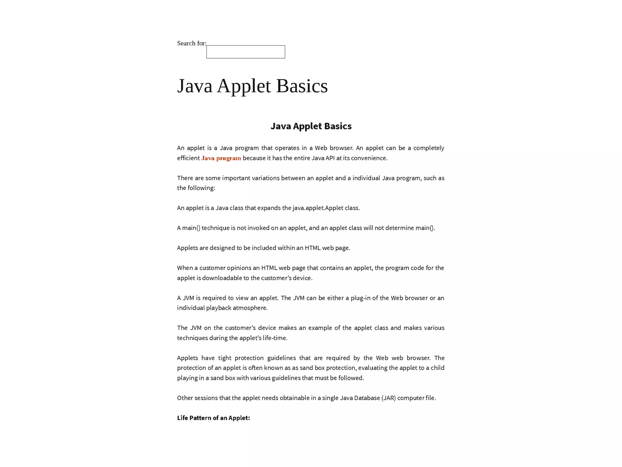 Applet | PPT | Programming Languages | Computing