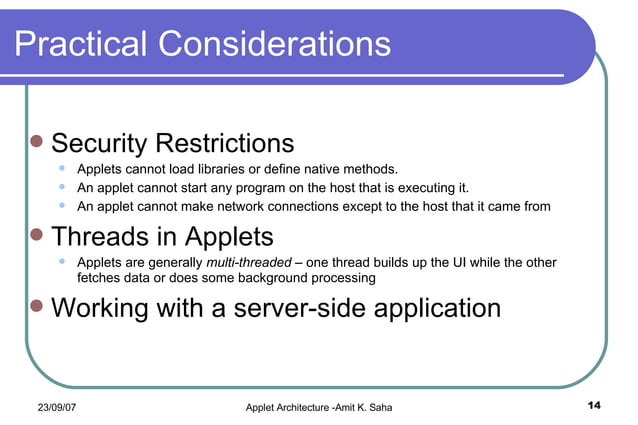 Applet Architecture - Introducing Java Applets | PPT