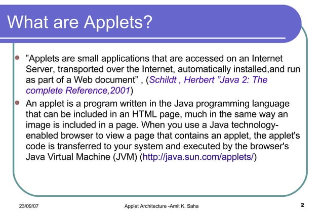 Applet Architecture - Introducing Java Applets | PPT