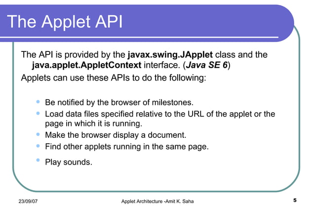 Applet Architecture - Introducing Java Applets | PPT