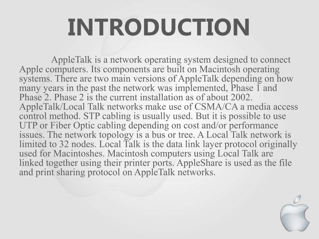 Apple talk | PPTX | Computer Networking | Computing