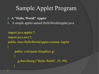 Applet and graphics programming | PPTX | Web Design and HTML | Internet