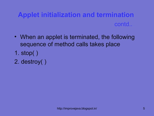 Applet init nd termination.59
