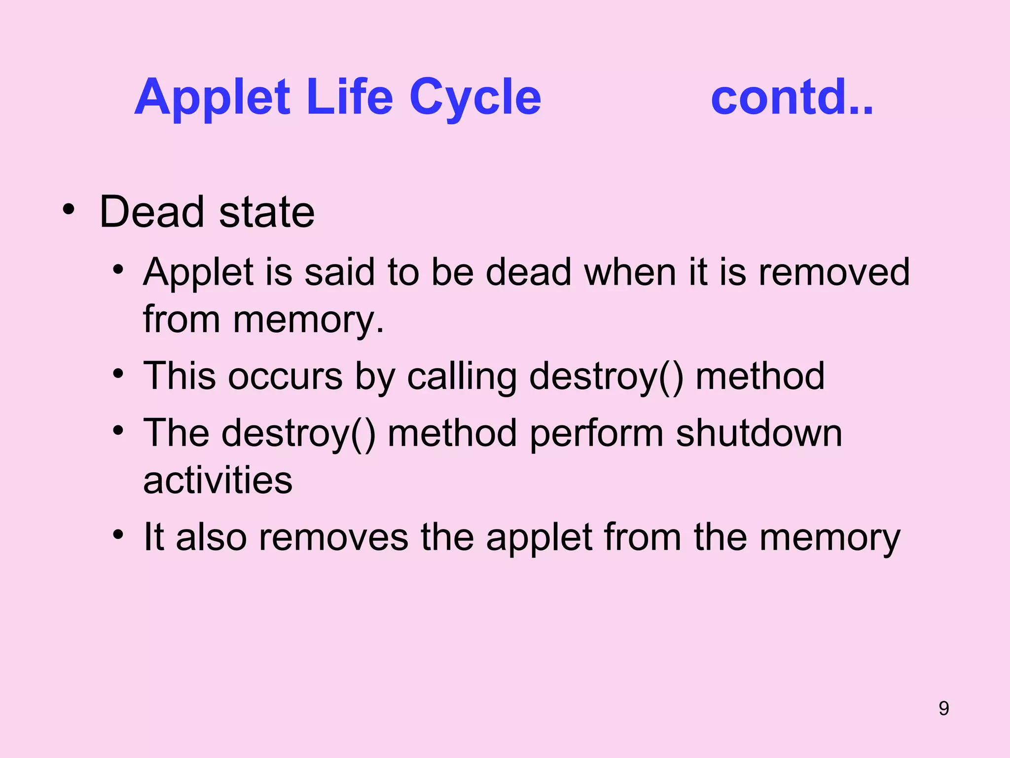Applet life cycle | PPT