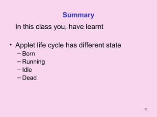 Applet life cycle | PPT