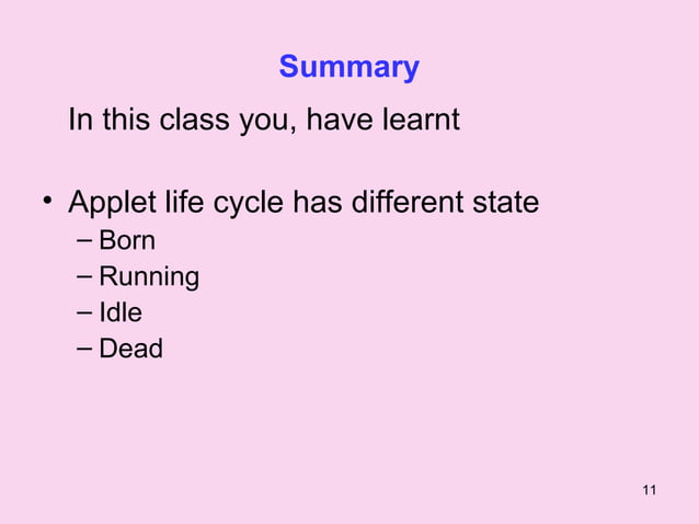 Applet life cycle | PPT