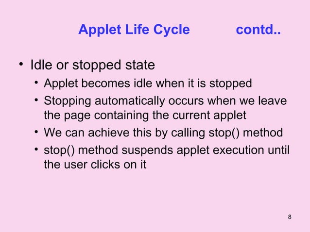 Applet life cycle | PPT